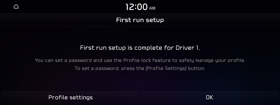 To set the detailed user information and operation environment, press Profile settings